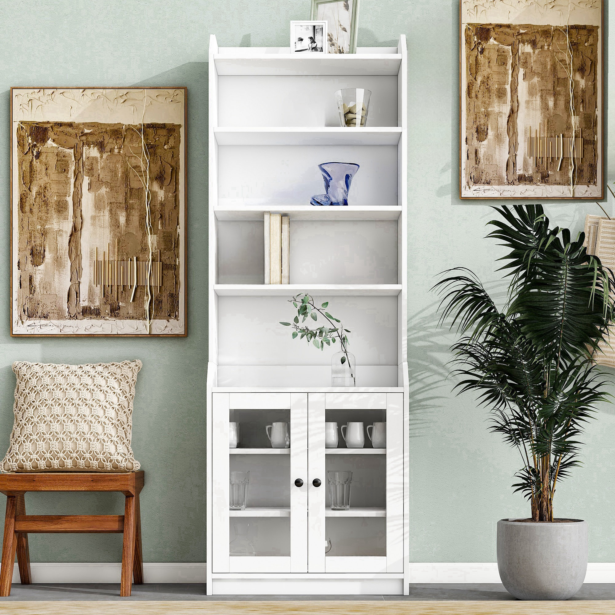 Contemporary white bookcase store